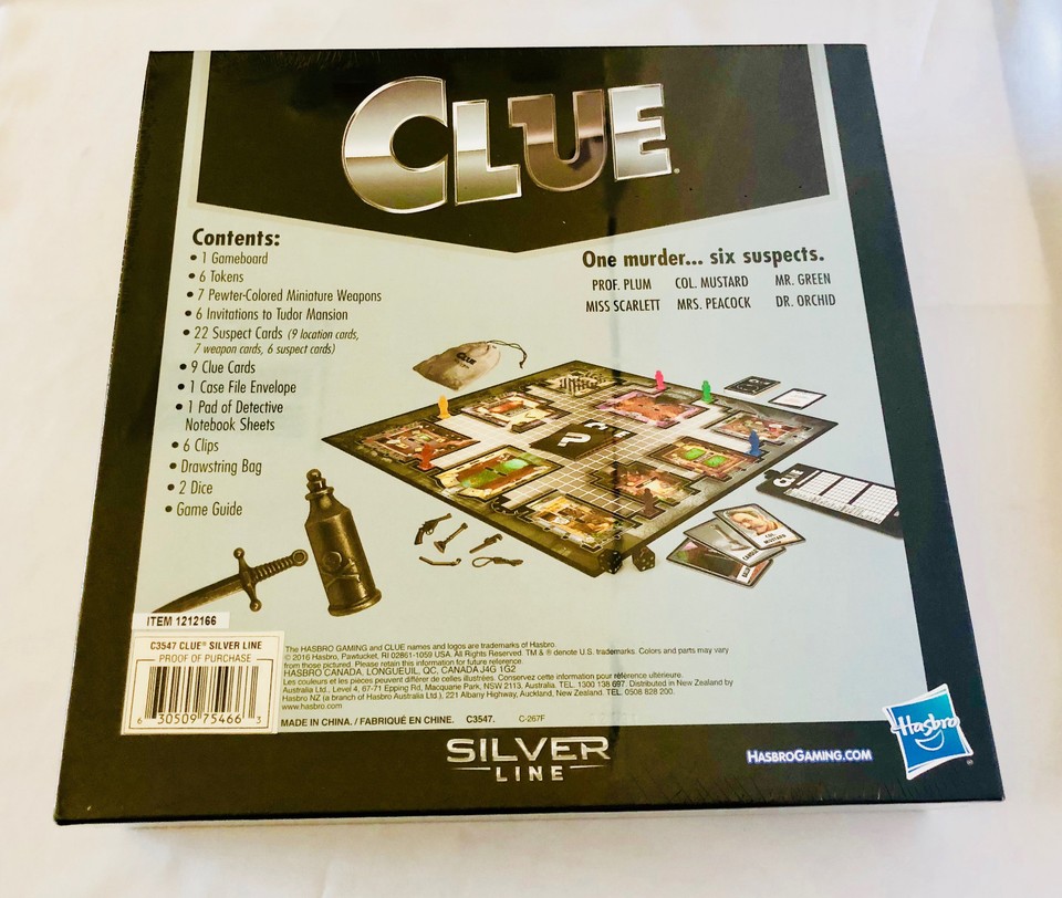 BRAND NEW Unopened Hasbro Gaming Silver Line Classic CLUE Board Game ...