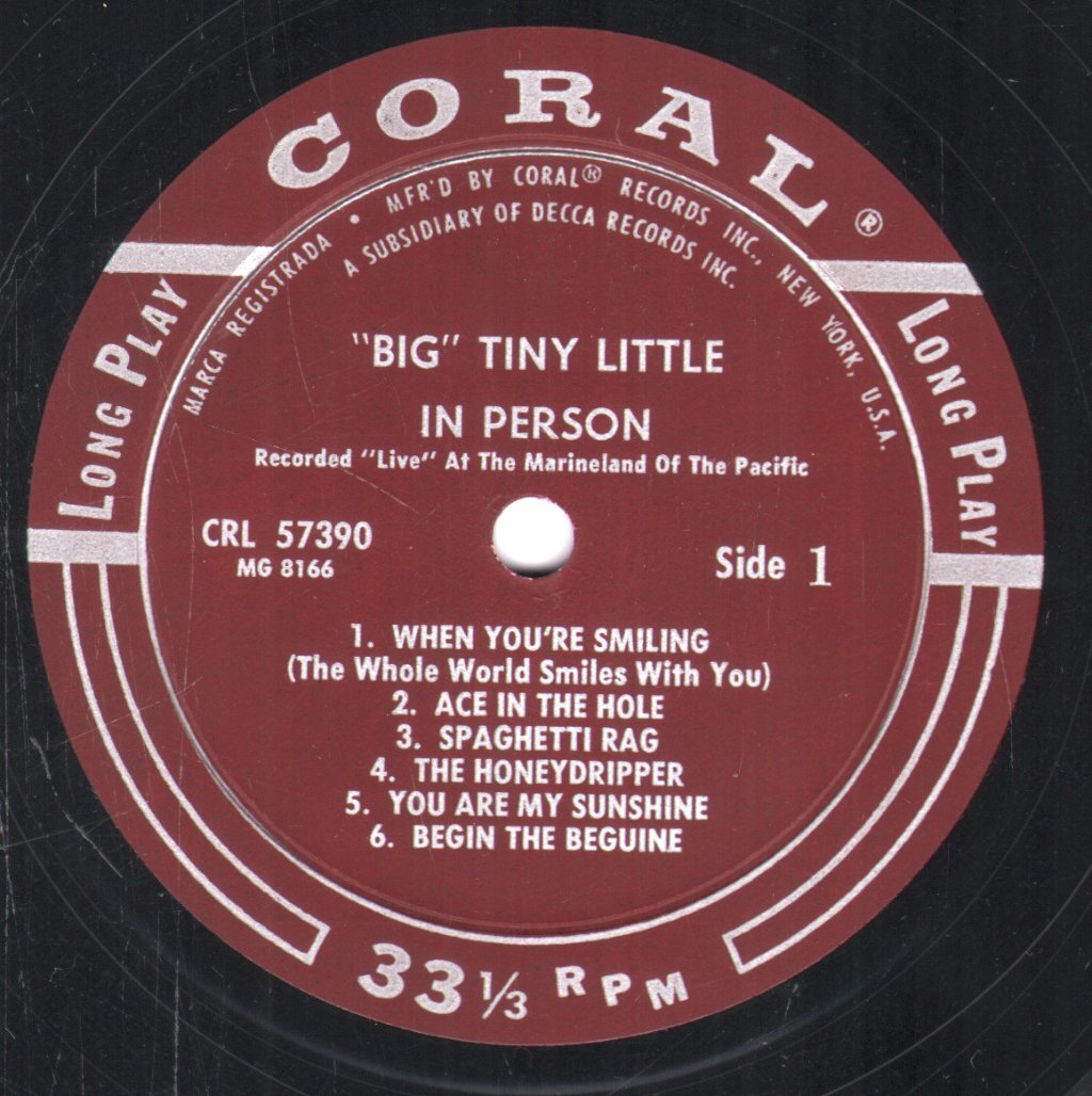 Big Tiny Little In Person LP vinyl USA Coral 1962 - sleeve has deletion hole and | eBay