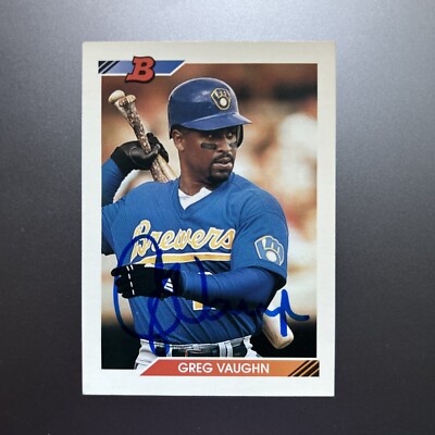 GREG VAUGHN 1992 BOWMAN AUTOGRAPHED SIGNED AUTO BASEBALL CARD | eBay