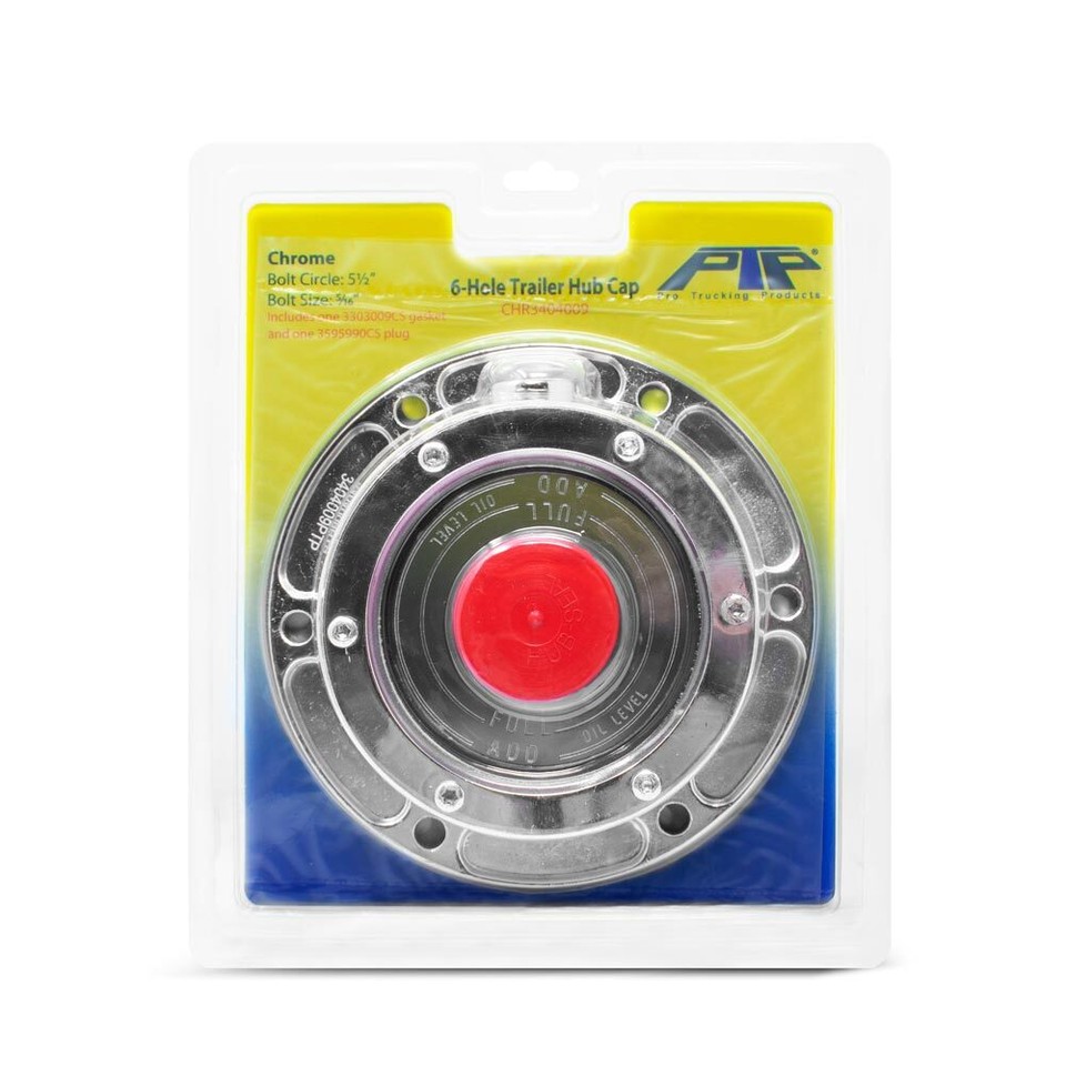 (Pair) Chromed Six Hole Hub Caps with Gasket Replaces Stemco 300-4009 ...