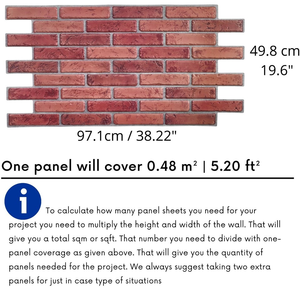 Stone Brick Effect PVC Plastic Wall Covering Panels Decorative Cladding ...