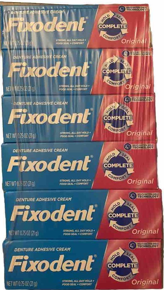 New 6 Packs Fixodent Complete Original Denture Adhesive Cream 0.75 OZ ...