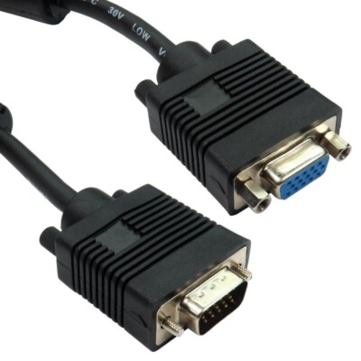 VGA EXTENSION Cable MALE TO FEMALE SVGA PC to Monitor Lead TRIPLE ...