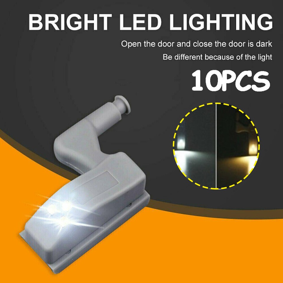 10PCS Cabinet Hinge LED Sensor Light For Wardrobe Cupboard Kitchen Door ...