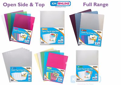 Open Top & Side FILES Folder Document Sleeve Pocket Subject Storage ...