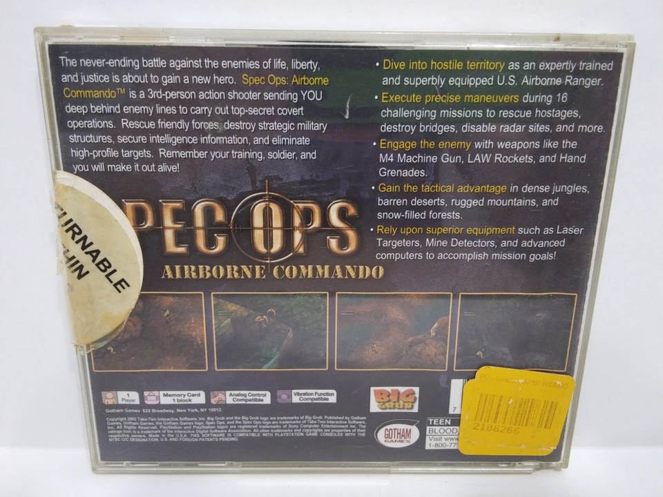 PS1 Spec Ops: Airborne Commando Sony PlayStation 2002 Tested ...