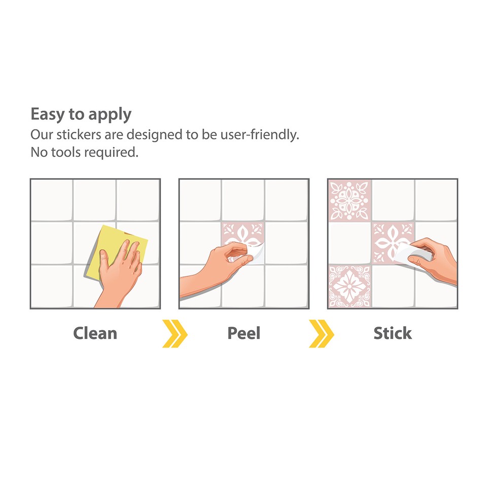 Tile Transfers Stickers Wall Vintage Mosaic Self-Adhesive Kitchen Peel ...