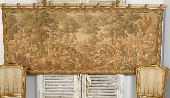 Superb Vintage French Tapestry Wall Hanging, 18th Century Rural Hunting ...