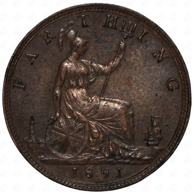 1891 Great Britain Victoria Farthing Coin (Dies 7+F) (Old Cleaning) | eBay