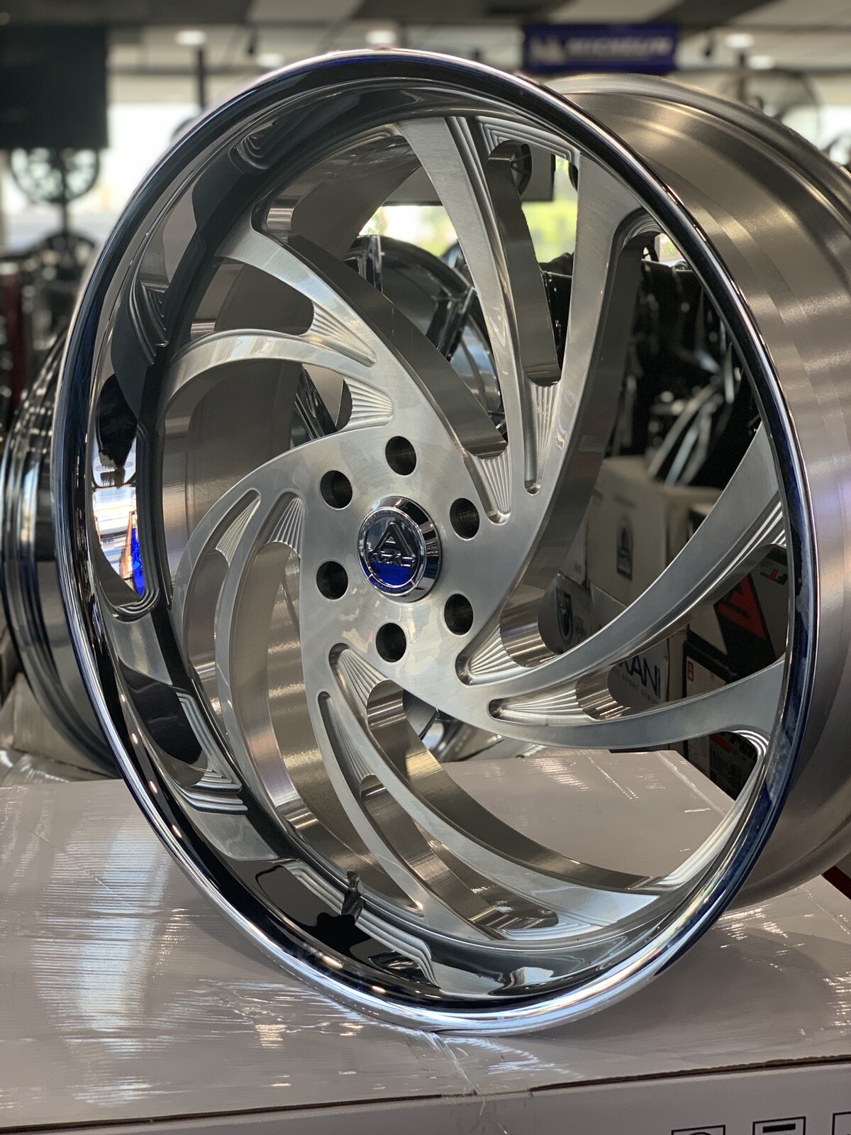 26x10 Azad Drip Brushed Silver Chrome Lip Rims 6x139.7 | 4 | One Piece ...