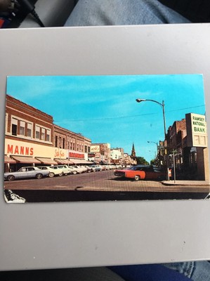 vintage postcard 1900s Devils Lake ND Fourth Street View Downtown Signs ...