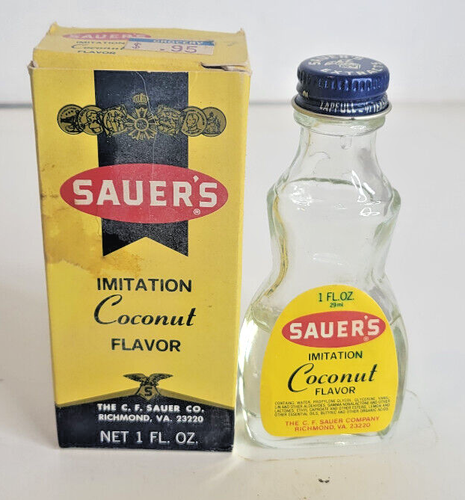 Vtg Sauer's Imitation Coconut Extract Bottle and Box Richmond Virginia ...