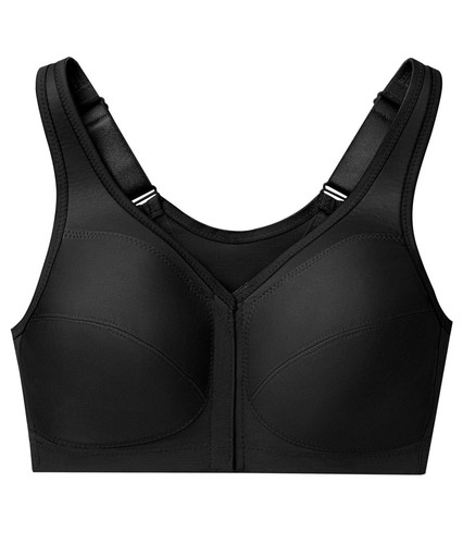 Glamorise BLACK MagicLift Front-Close Posture Back Bra, US 44D, UK 44D ...
