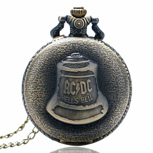 Quartz Pocket Watch Vintage Gift Antique Chain AC DC Hells Bell Comes Necklace | eBay