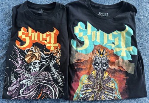 GHOST BAND-LOT OF 2 GHOST T-SHIRTS NEW W/O TAG UNIQUE PAPA'S + TOUR ...