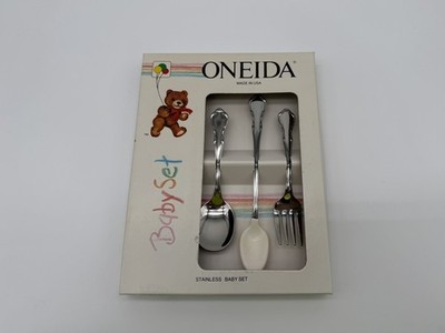 ONEIDA Baby Flatware Set Fork Spoons Stainless Toddler-Time 3 Piece ...