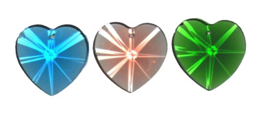 Set of 3 Austrian Crystal HEART prisms 40 mm Blue-Pink-Green | eBay