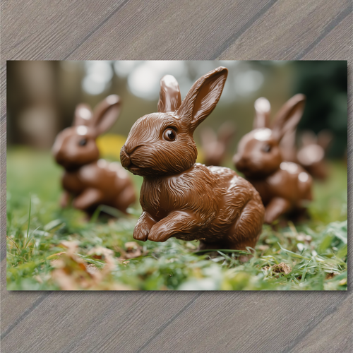 Art Print Easter Chocolate Rabbits Racing In Field Festive Candy ...