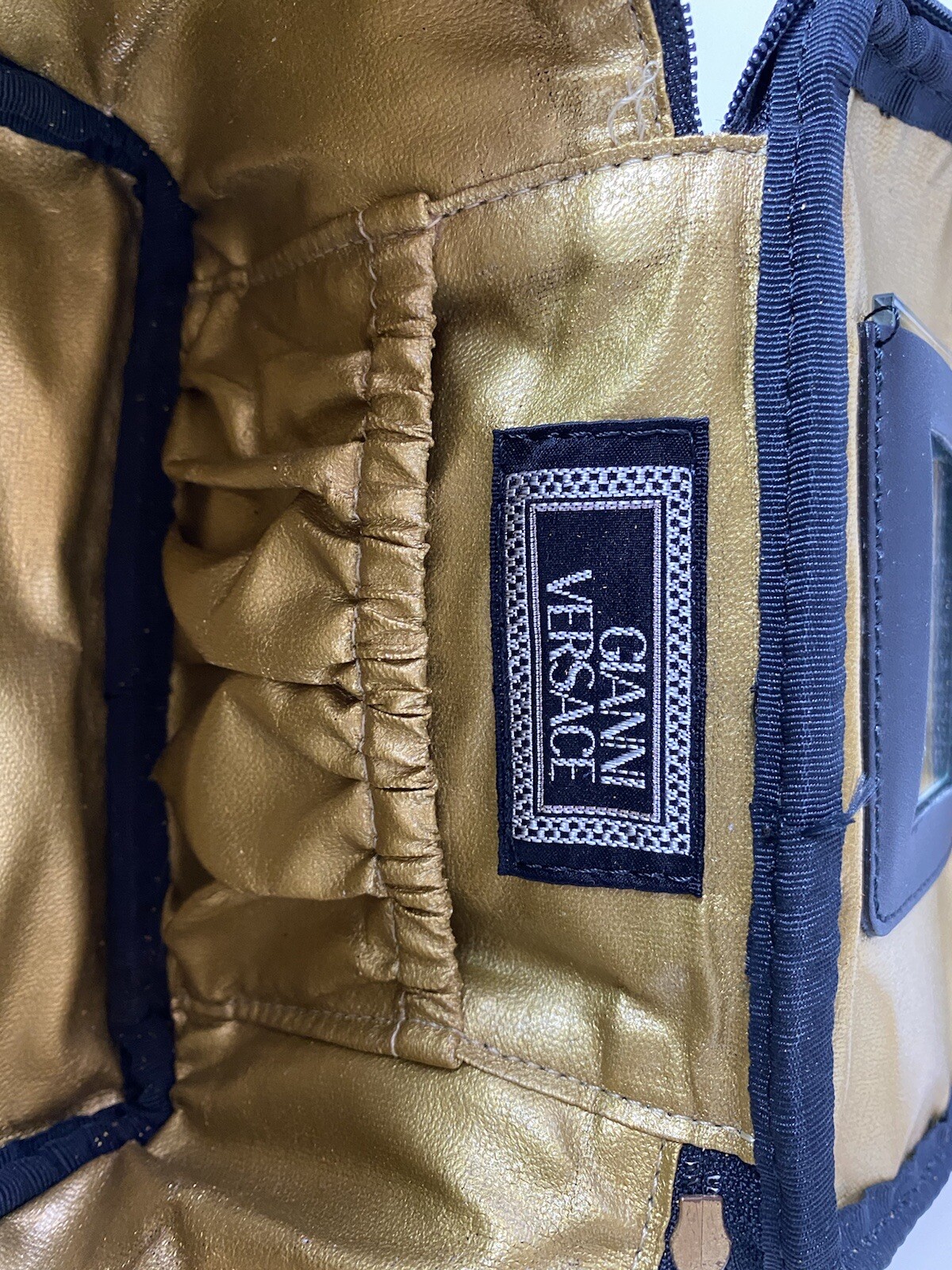 Vtg GIANNI VERSACE YELLOW CROWN BAROQUE PVC VANITY BAG | eBay