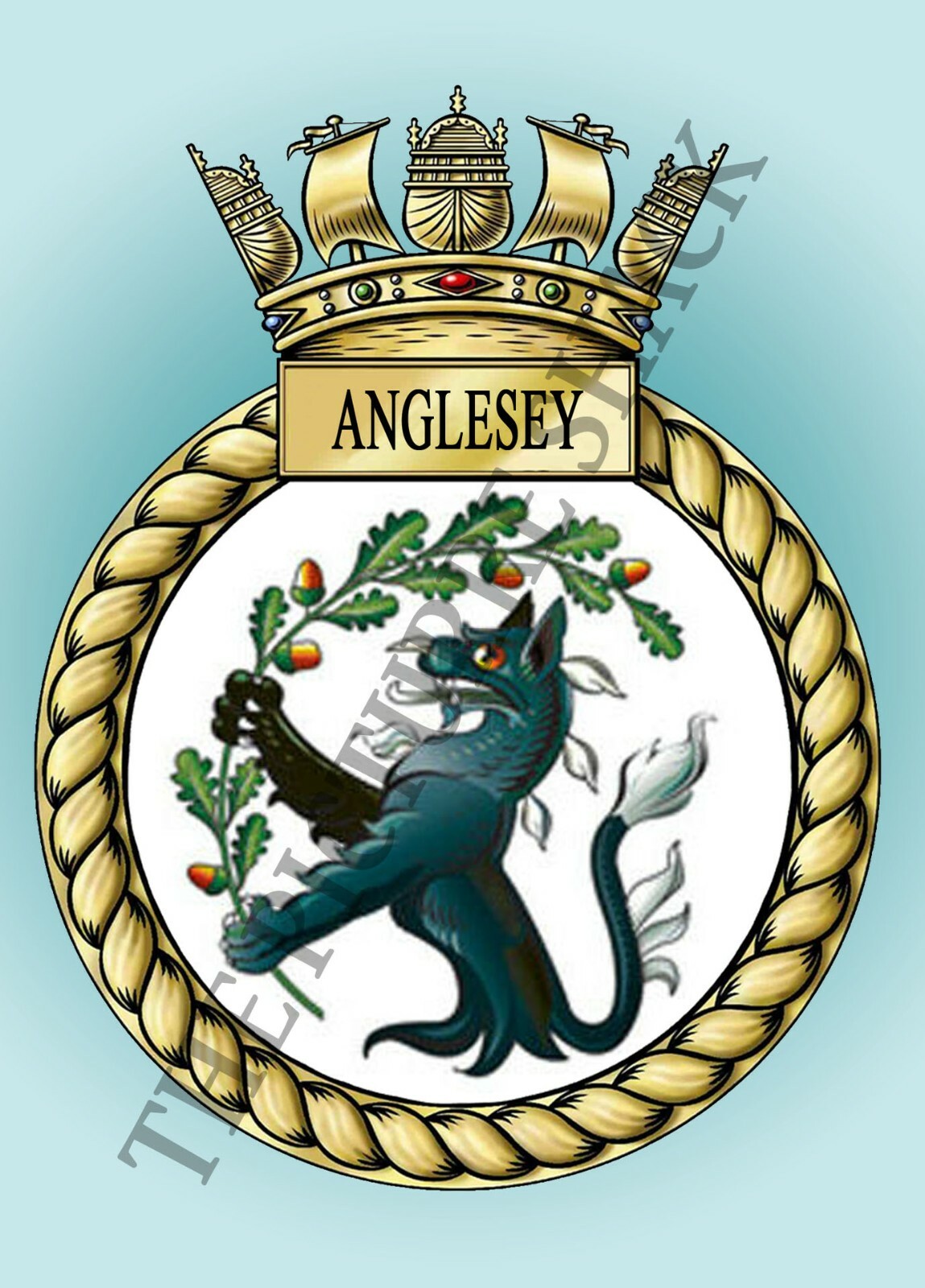 HMS ANGLESEY CREST ON A METAL SIGN 5 x 7 INCHES FITS STANDARD PHOTO ...