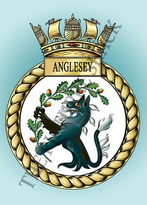 HMS ANGLESEY CREST ON A METAL SIGN 5 x 7 INCHES FITS STANDARD PHOTO ...