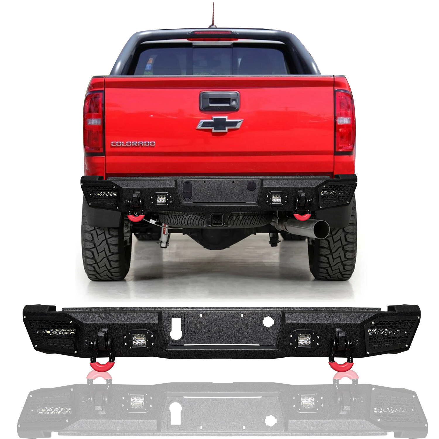 Vijay Rear Bumper for 2015-2022 Chevrolet Colorado with LED light & D ...