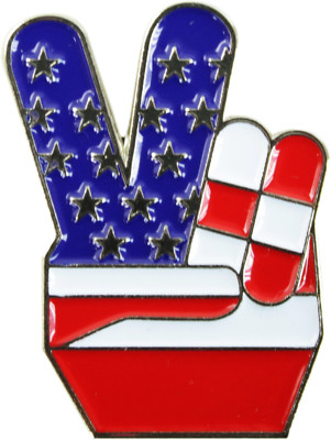 Enamel Pin - American Flag Peace Fingers USA Patriotic Badge Button ...