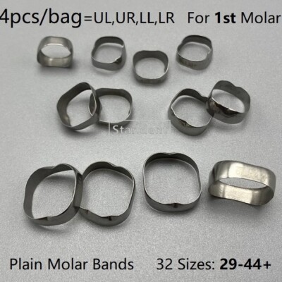 Dental Orthodontic Molar Bands Set Plain Molar Band Size #29-44 ...