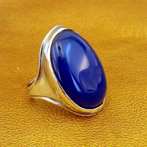 blue agate ring 925 sterling silver 7,8,9,10 handmade Hadar Designers ...