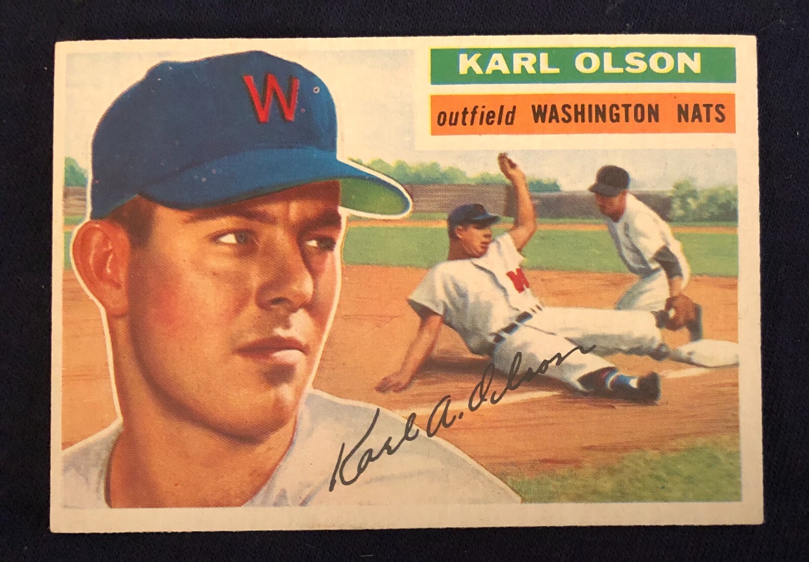 1956 Topps Baseball Card Karl Olson #322 EXMT-NRMT Range Grey Back CF ...