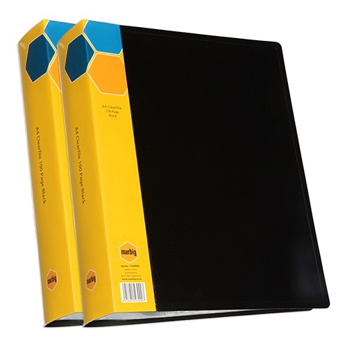 2PK Marbig 100-Page A4 Display Book Folder w/ Insert Spine Document ...