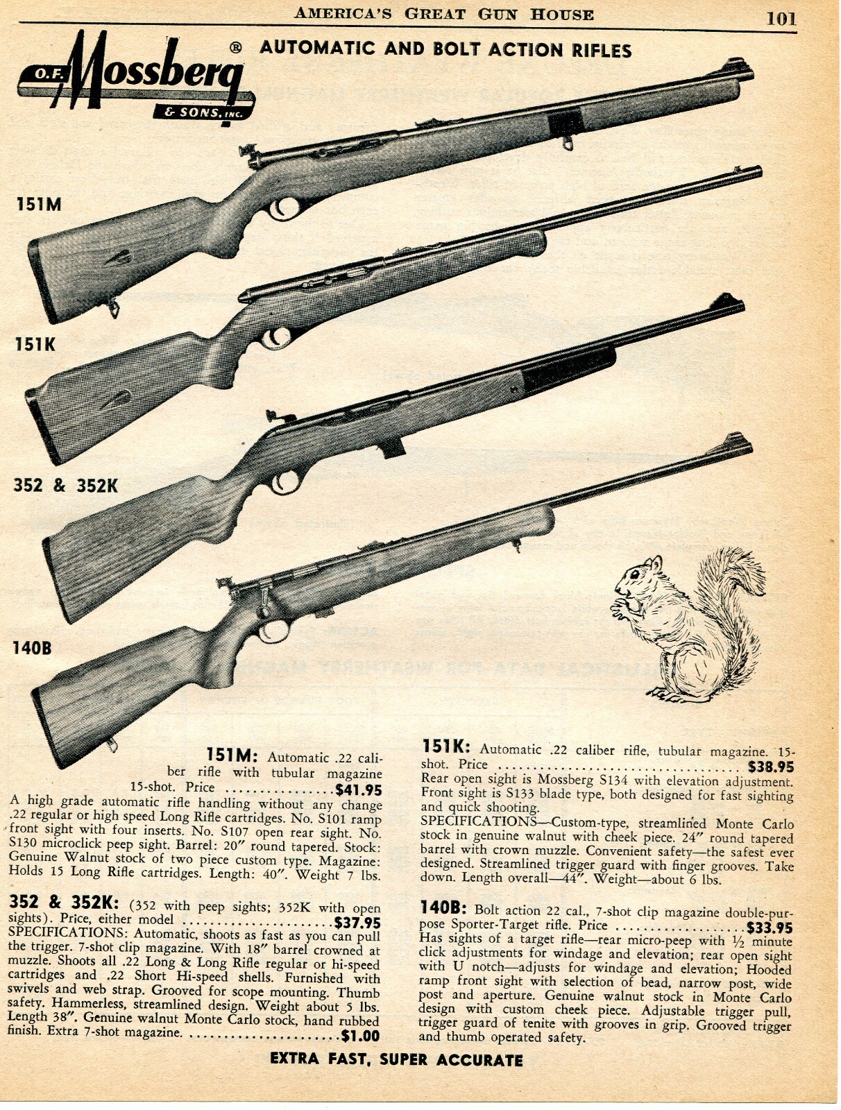 1958 Print Ad of Mossberg Model 151M 151K 352 352K 140B Rifle | eBay