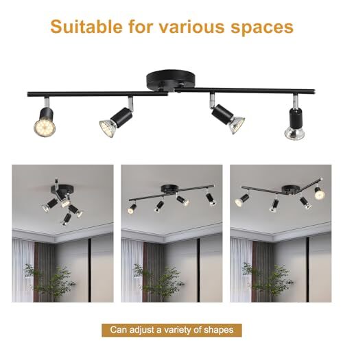 4 LED Light Matte Black Track Lighting Kit, Ceiling Spot Lighting with ...