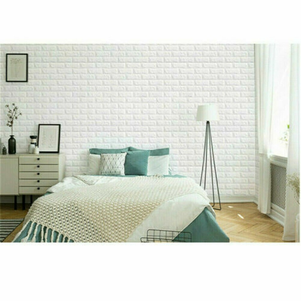 60PCS 3D Tile Brick Wall Sticker Self-adhesive Waterproof Foam Panels ...