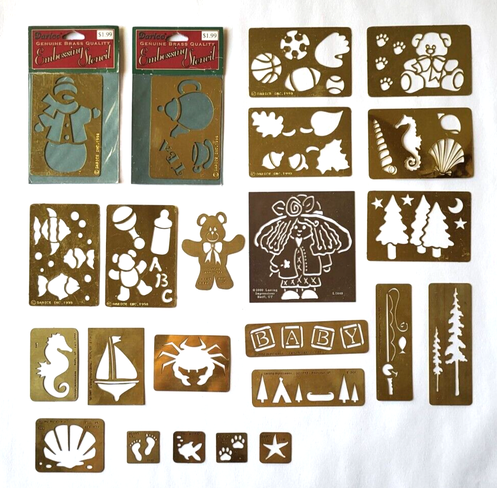 Brass Embossing Stencils Lot Of 23 pieces, Lasting Impressions and ...
