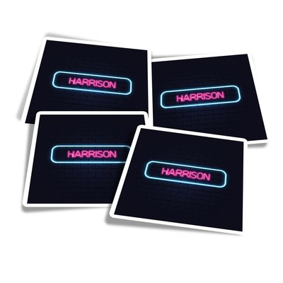 4x Vinyl Stickers Neon Sign Design Harrison Name #351976 | eBay UK