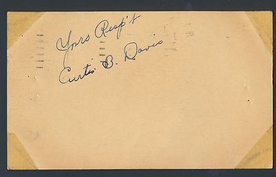 1934 CURTIS DAVIS Baseball Star Vintage Signed GOVT Index Card (Died ...