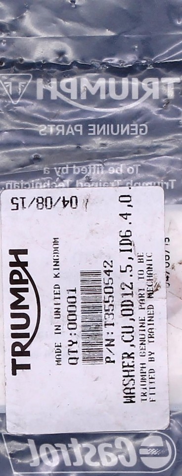 Triumph Washer Part Number - T3550542 | eBay