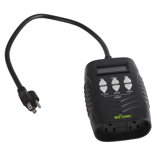 BN-LINK 7 Day Outdoor Heavy Duty Digital Programmable Timer Dual Outlet ...