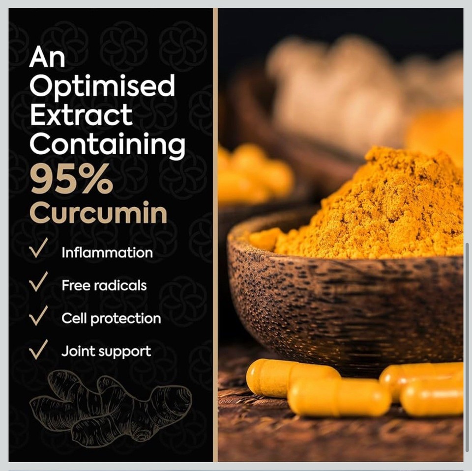 Turmeric Capsules + Ginger & Pepper Stiff Sore Joints Support Arthritis ...