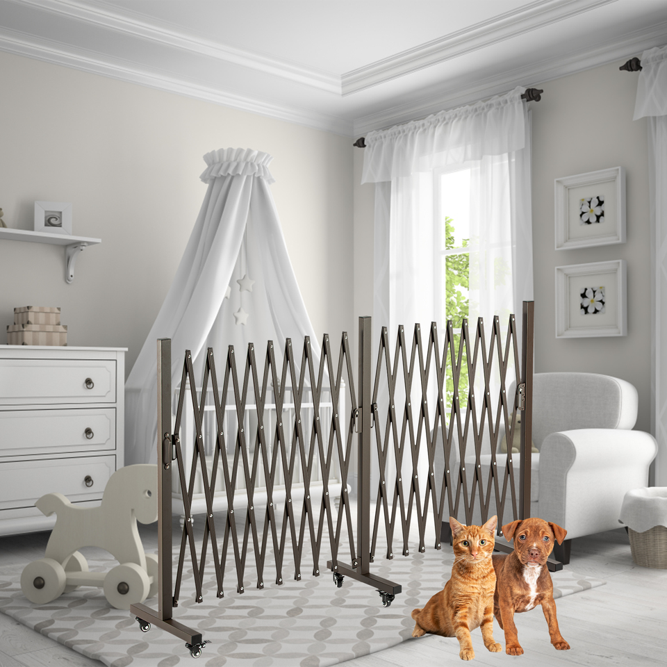 TECSPACE 201×15.2×40.6 inch Aluminum Portable Brown Barricade Gate with ...
