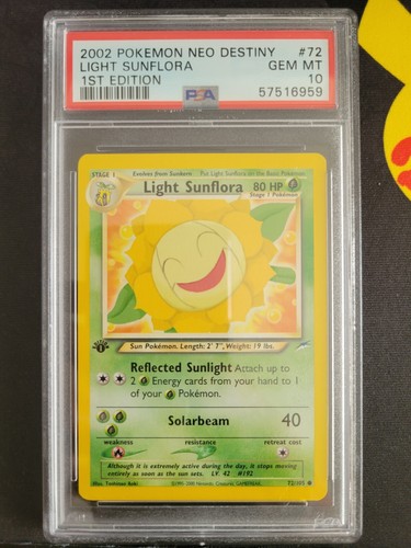 PSA 10 Pokemon TCG Light Sunflora Neo Destiny 72/105 Regular 1st ...