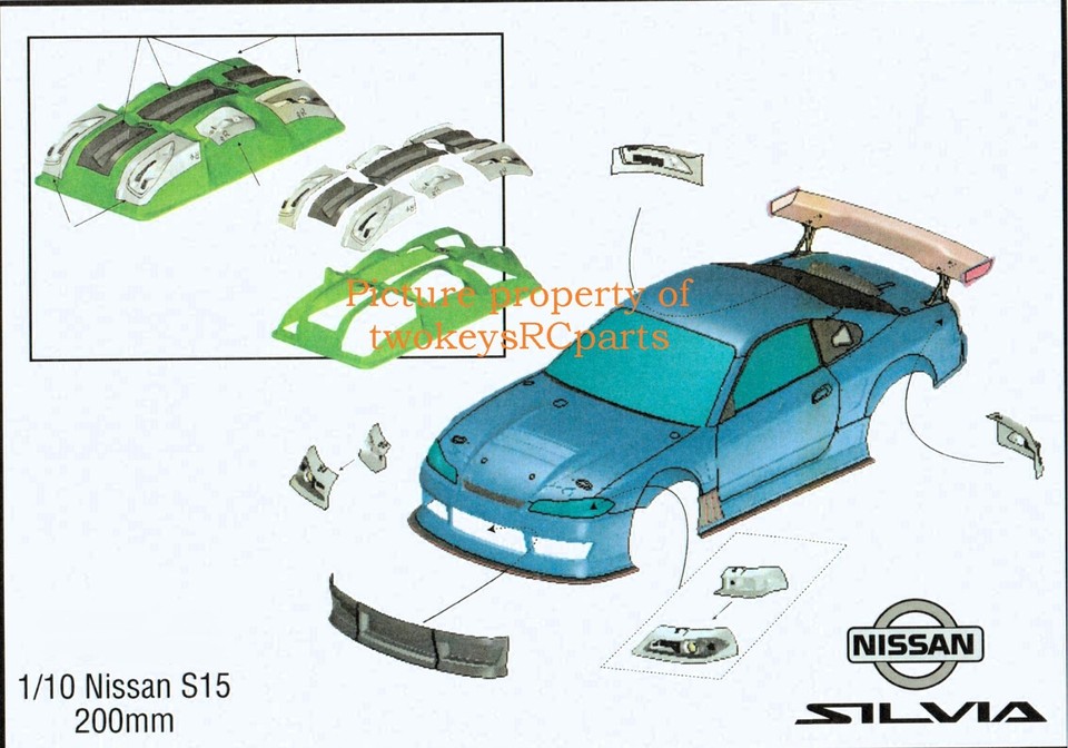1:10 RC Clear Body Shell Kit - Nissan Silvia S15 +NAOKI Livery drift ...