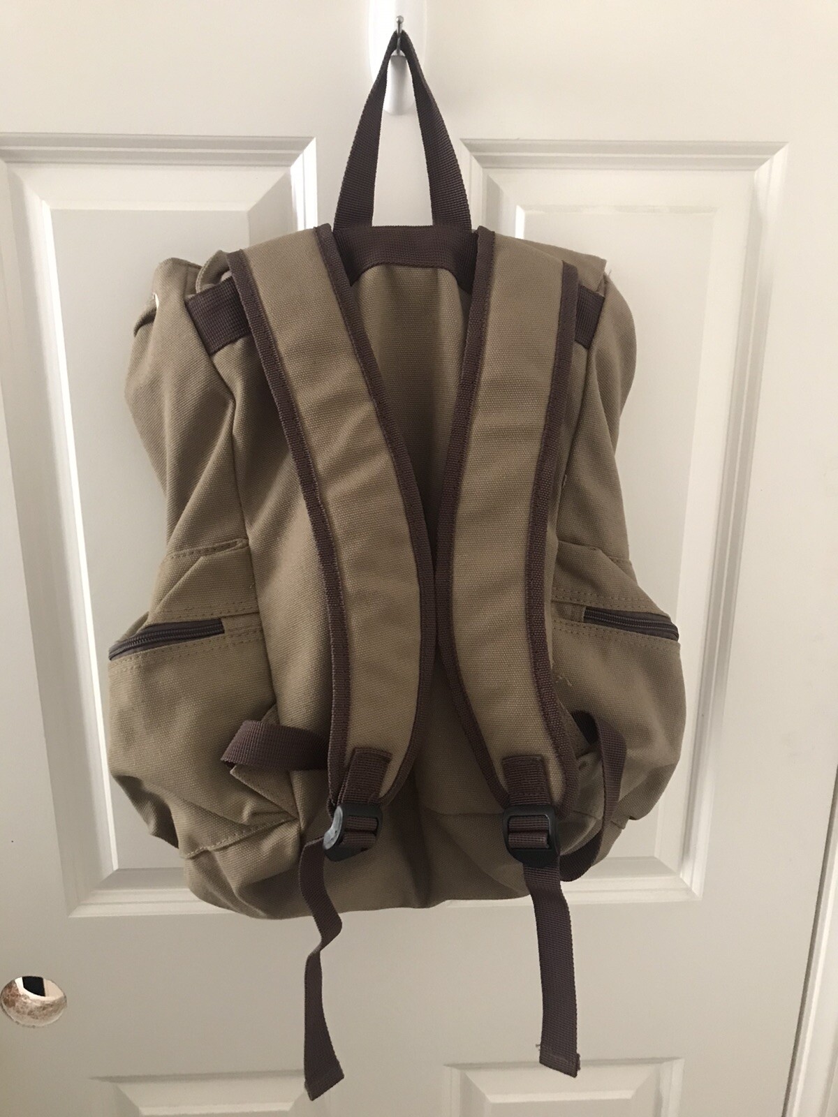 BELLA RUSSO Backpack Unisex Khaki Canvas Drawstring | eBay