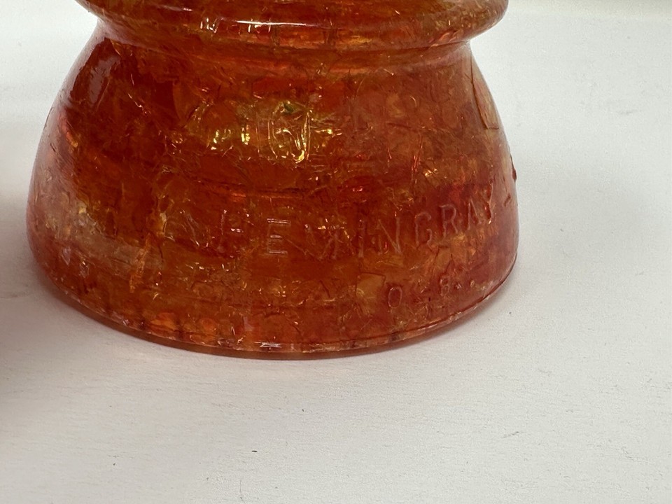 Hemingray Crackel Orange Amber Dominion Glass Insulator No 42 | eBay