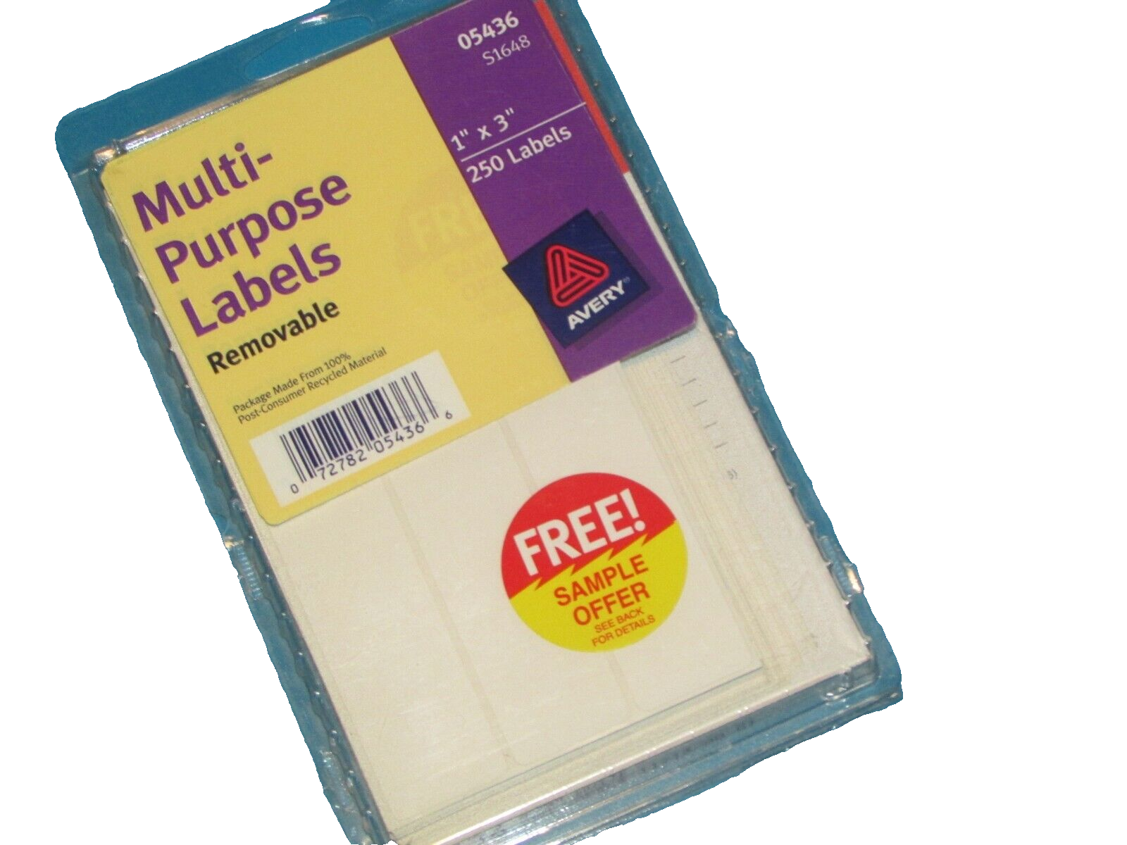 AVERY Multi-purpose Labels 05436 1 x 3" white removable 250 labels ...