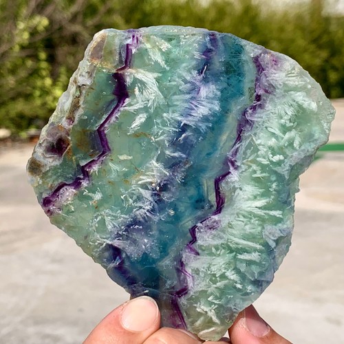 215G Natural beautiful Rainbow Fluorite Crystal Rough slices stone ...