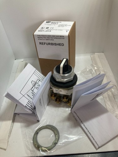 ALLEN BRADLEY 800T-J91A SELECTOR SWITCH 3 POS SPR RET FROM BOTH 1NO/1NC ...