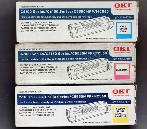 Genuine Oki C6100 C6150 MC560 C5550MFP toner set 43865717 43865718 ...