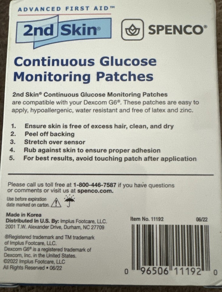 2nd Skin Continuous Glucose Monitoring Patch Packs - 60 Patches ...